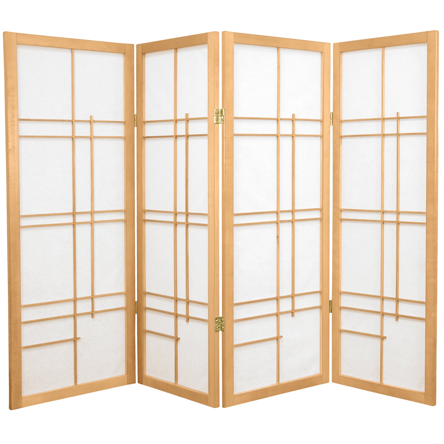 Oriental Furniture 4 ft. Tall Eudes Shoji Screen, Natural Color, 4 ...
