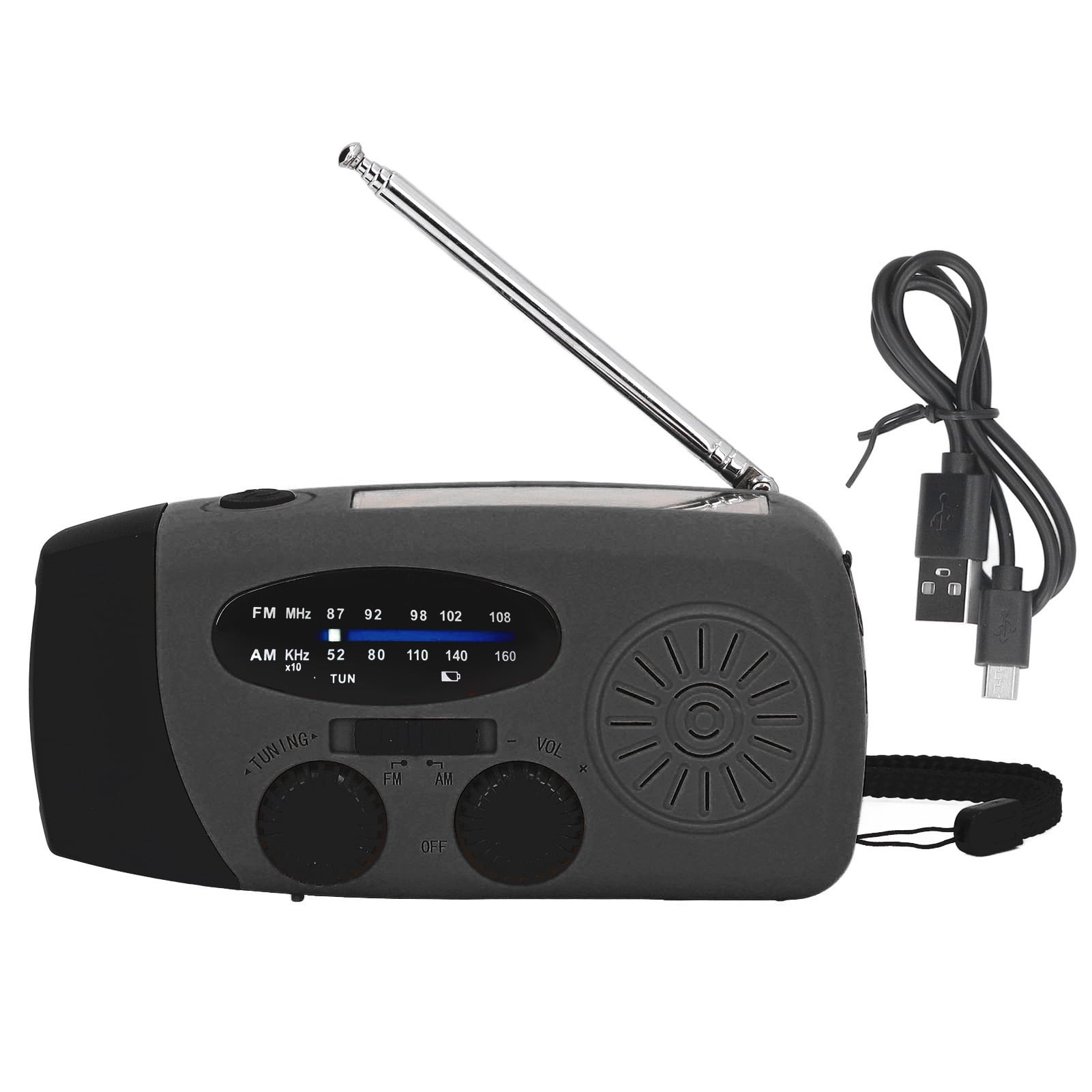 Radio solar de manivela JAAS con linterna LED portátil FM AM WB USB ...