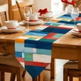 Blue Green Red Table Runner Linen Burlap Table Runner 72 Inches Long ...