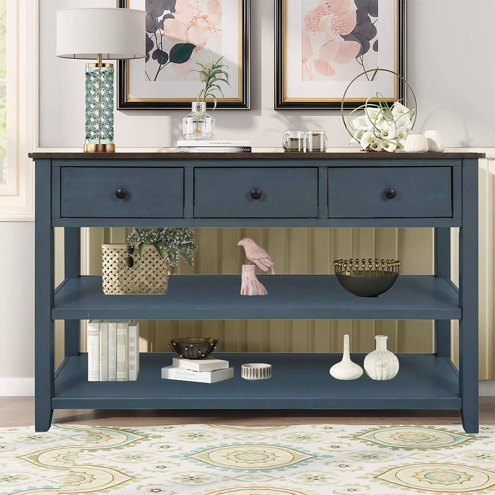 KAMIDA Storage Console Table, Modern Console Table with 3 Drawers and 2 ...