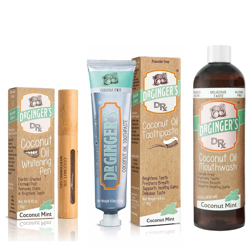 Paquete de aceite de coco Doctor Ginger para blanquear los dientes, 3 ...