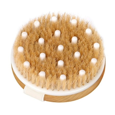 Body Brush, Round Handle Solid Wood Boar Bristle Brush, Body ...