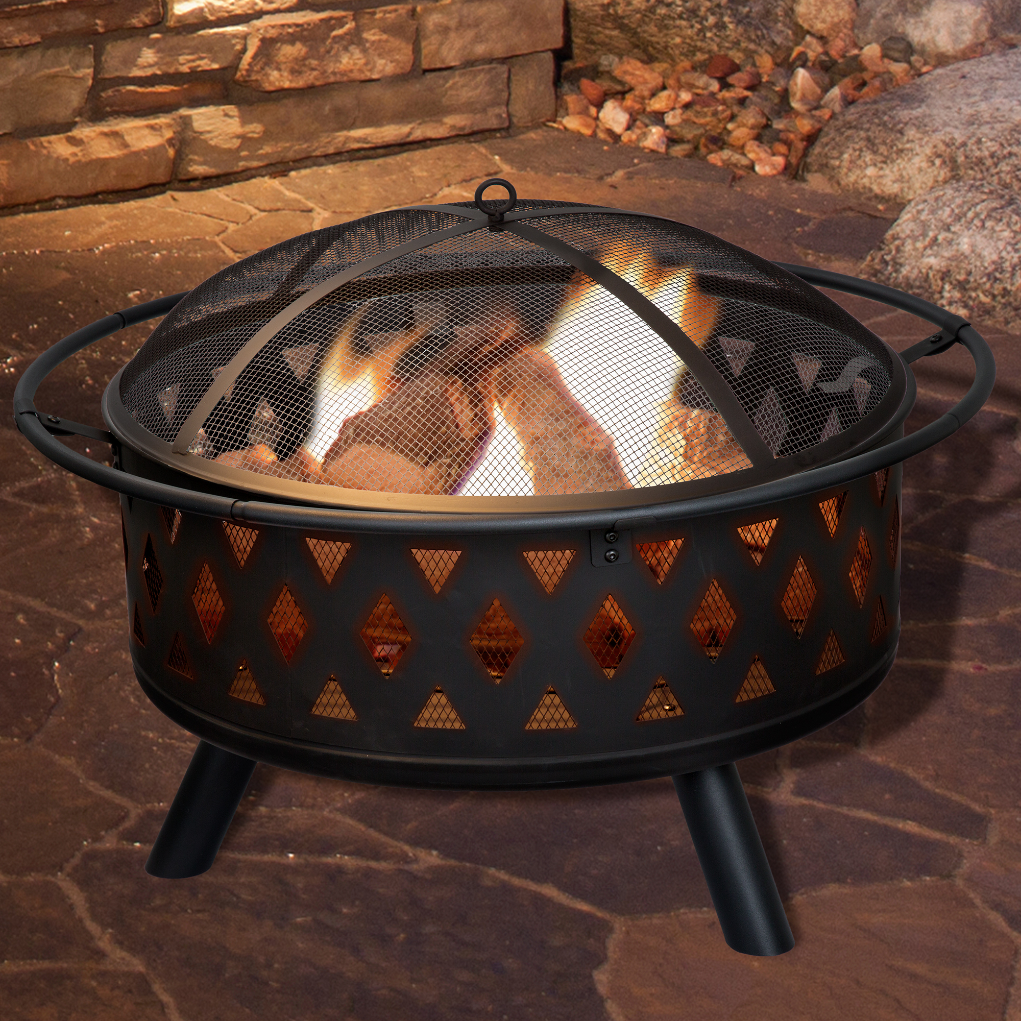 Fire Pit Set Wood Burning Pit Includes Screen Cover And Log Poker Fire Pit Set Wood Burning Pit Includes Screen Cover And Log Poker