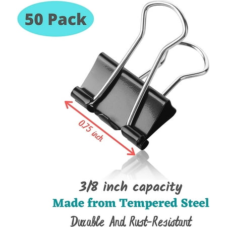 Binder Clips, Small Binder Clips, 50 Pack, 0.75 inch, Black, Small ...