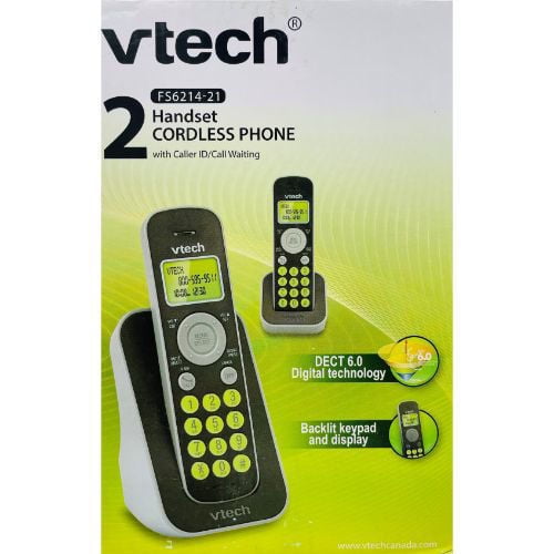 Vtech Cordless Caller Id Black # FS6214-21 2-Handset (Refurbished ...