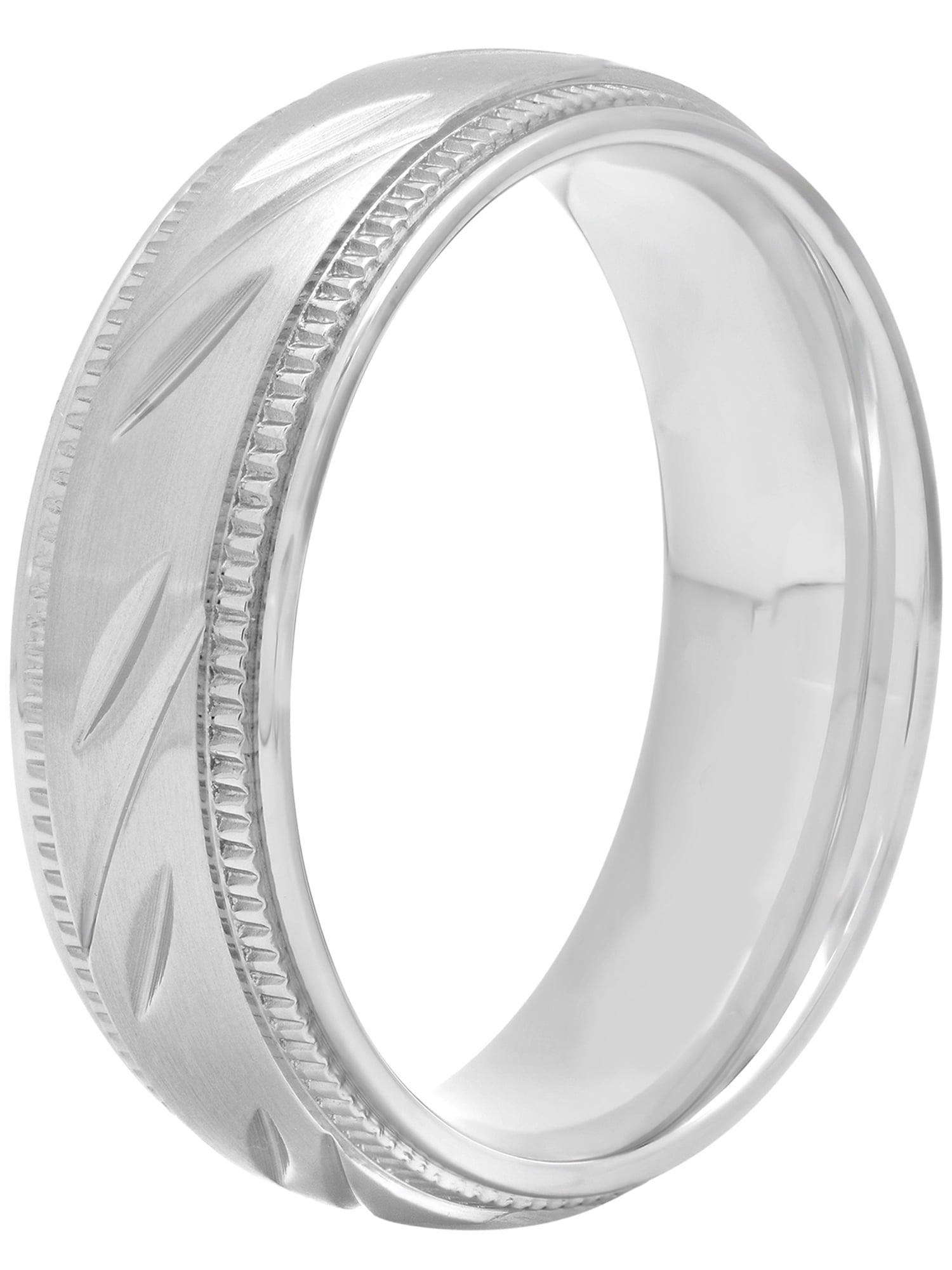 Men's Stainless Steel Slash Pattern Wedding Band - Mens Ring - Walmart.com