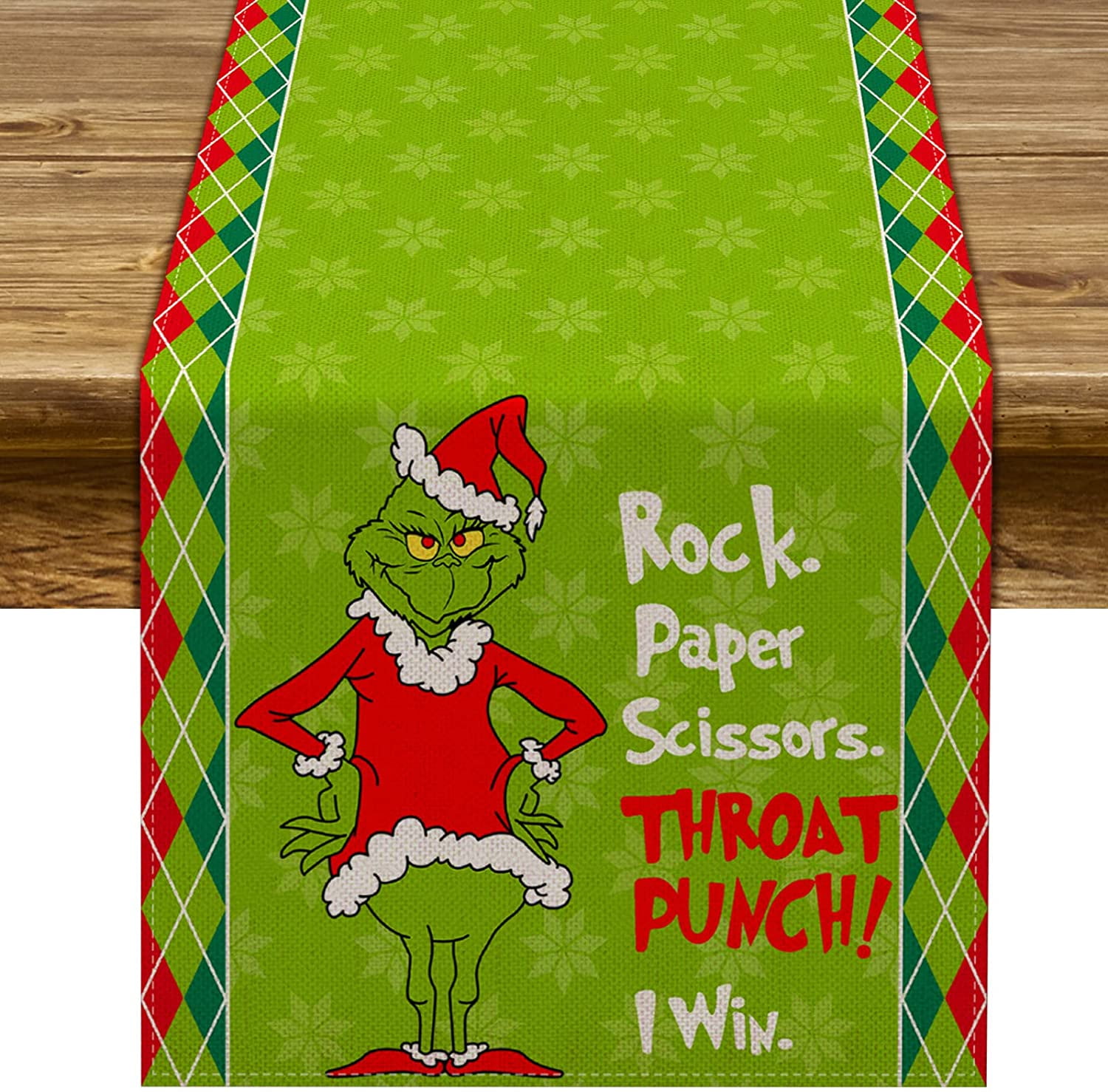 JOOCAR Christmas Table Runner, Red and Green Diamond Plaid Christmas ...