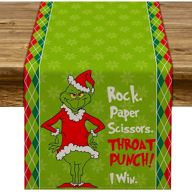 JOOCAR Christmas Table Runner, Red and Green Diamond Plaid Christmas ...