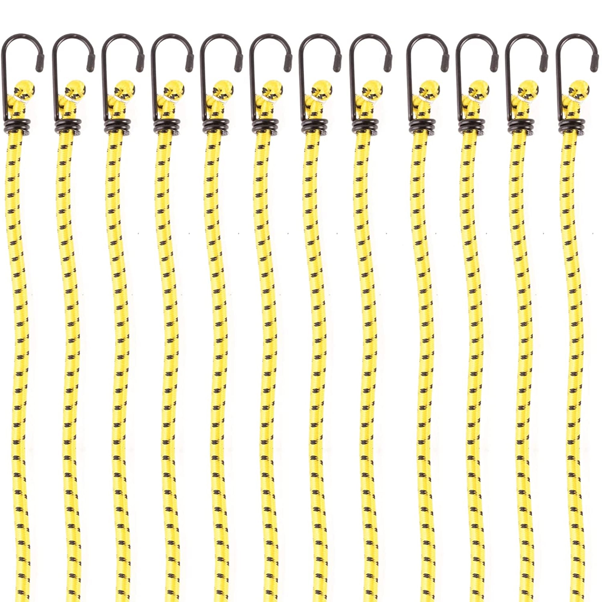 PRETEX Heavy Duty Bungee Cords Elastic Rope Straps with Hooks, Yellow ...