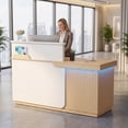 Advwin Modern Reception Desk with LED Light, 63" Fluted Front Desk with ...