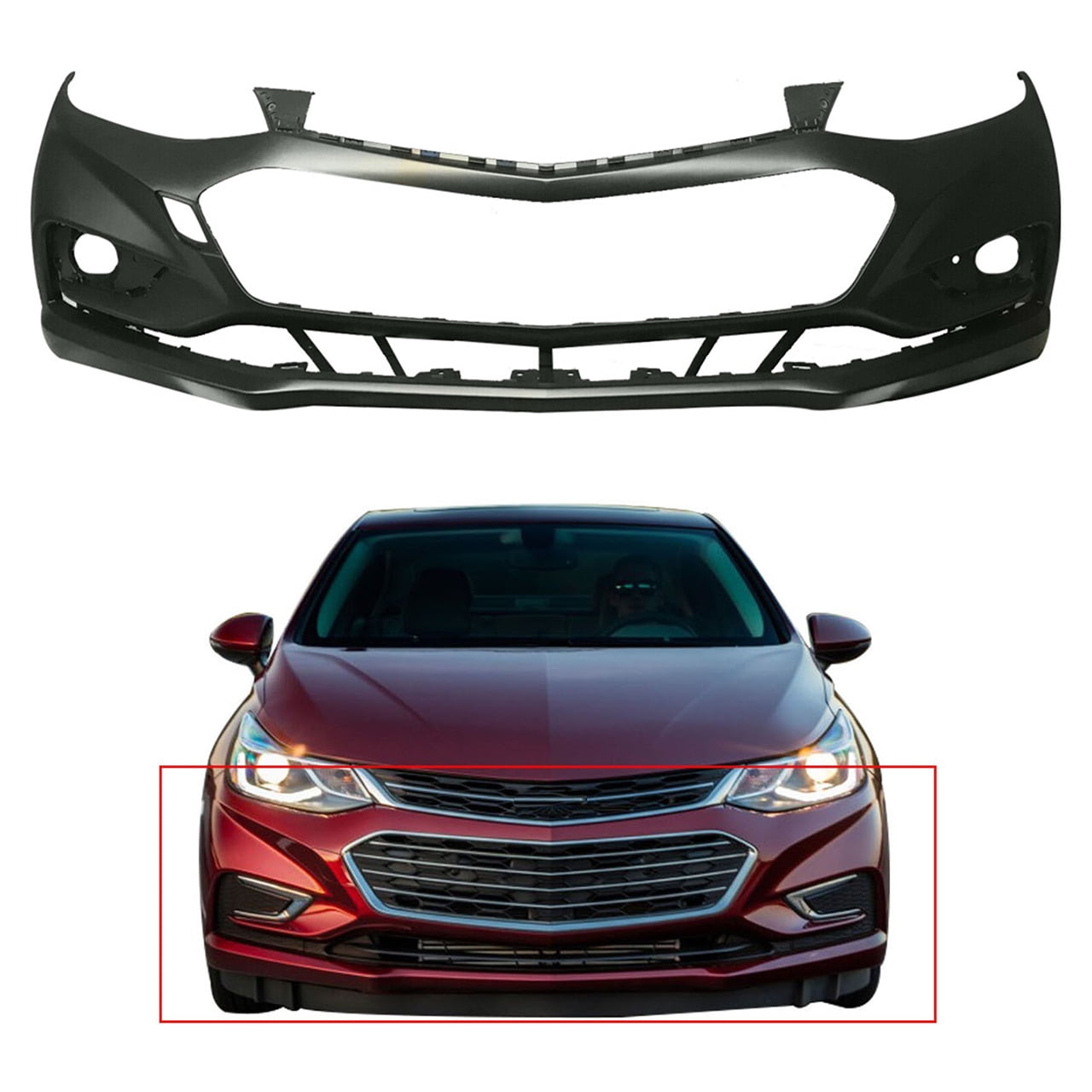 Front Bumper Cover Unpainted Fit for Chevrolet Cruze 2016 2017 2018 ...