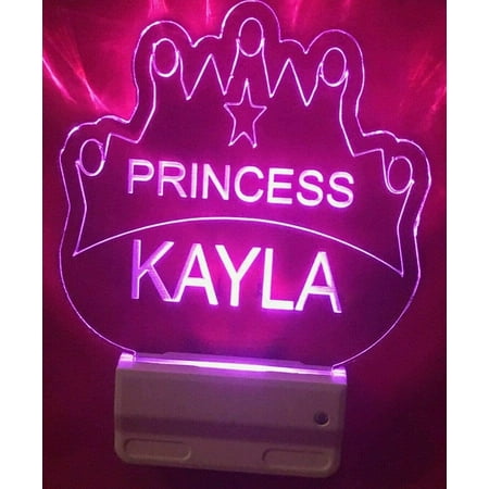 Princess Crown Night Light Multi Color Personalized LED Plug-in, Ultra ...