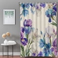 Bathroom Shower Curtain Vintage Iris Flowers Lilies Waterproof Shower ...