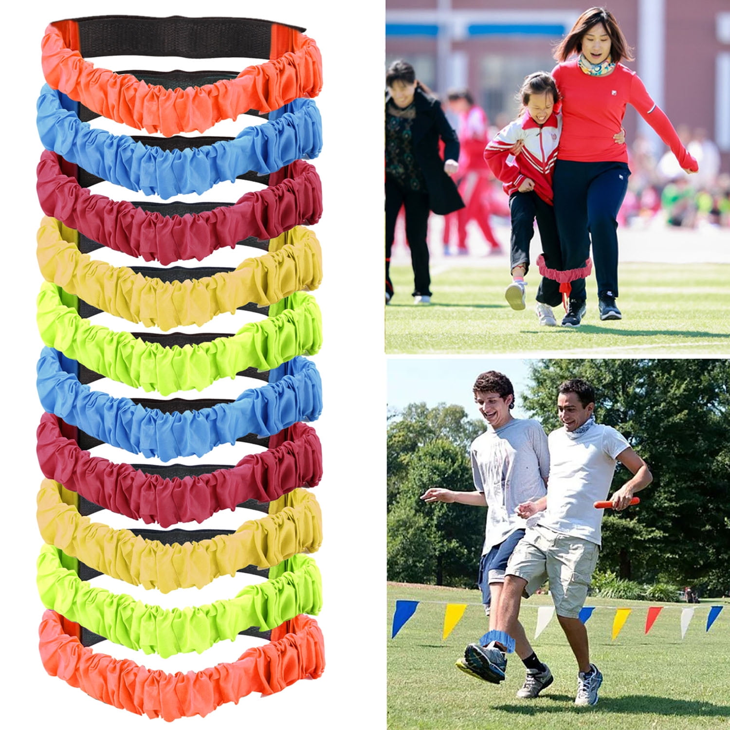 10PCS 3-Legged Race Band Creative Elastic Tie Rope Race Band for ...