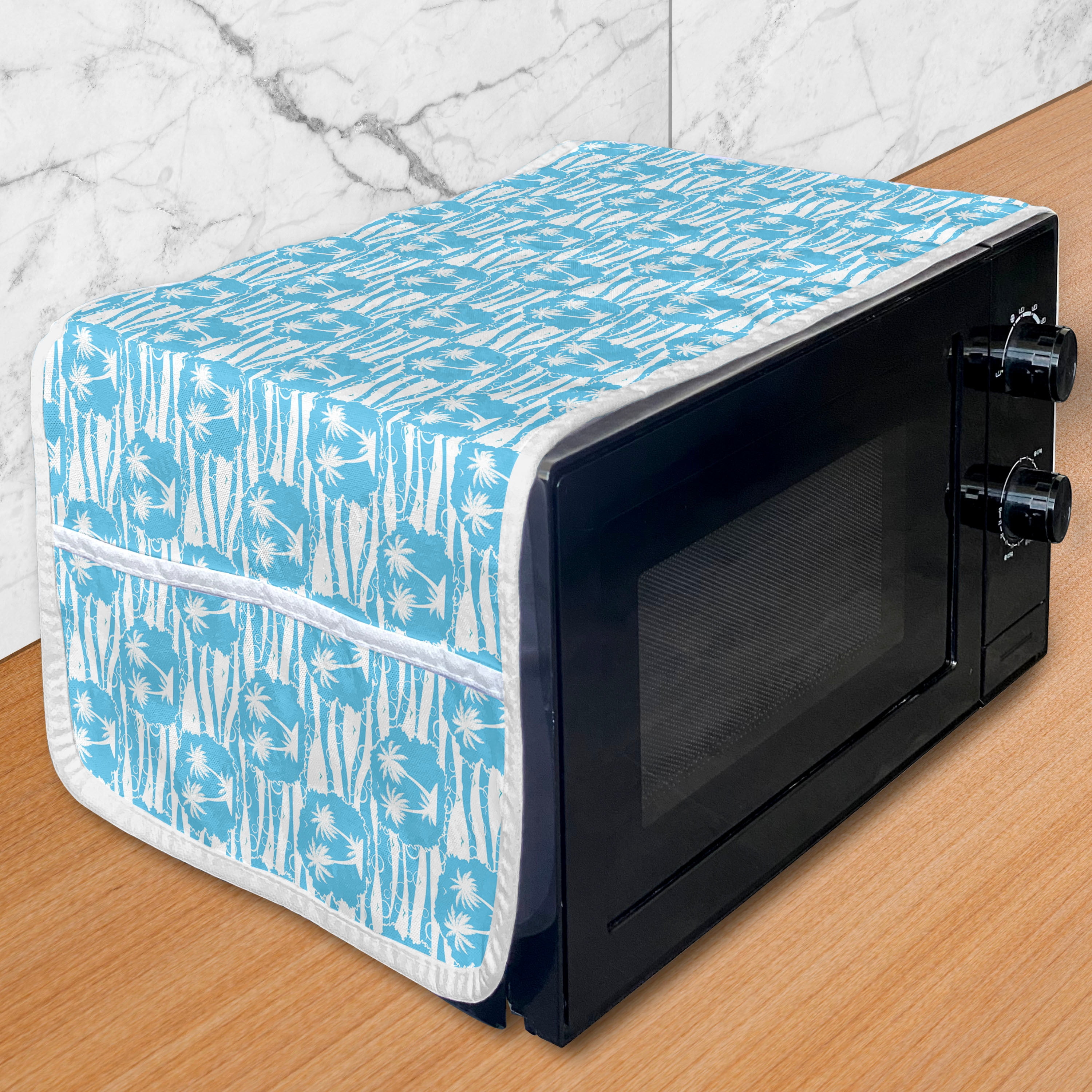 Tropical Microwave Oven Cover, Cool Exotic Summer Pattern with Palm ...