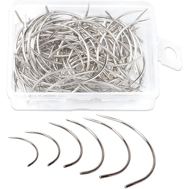 Menkey 4 Pcs Heavy Duty Curved Leather Hand Sewing Needles, Large Eye ...