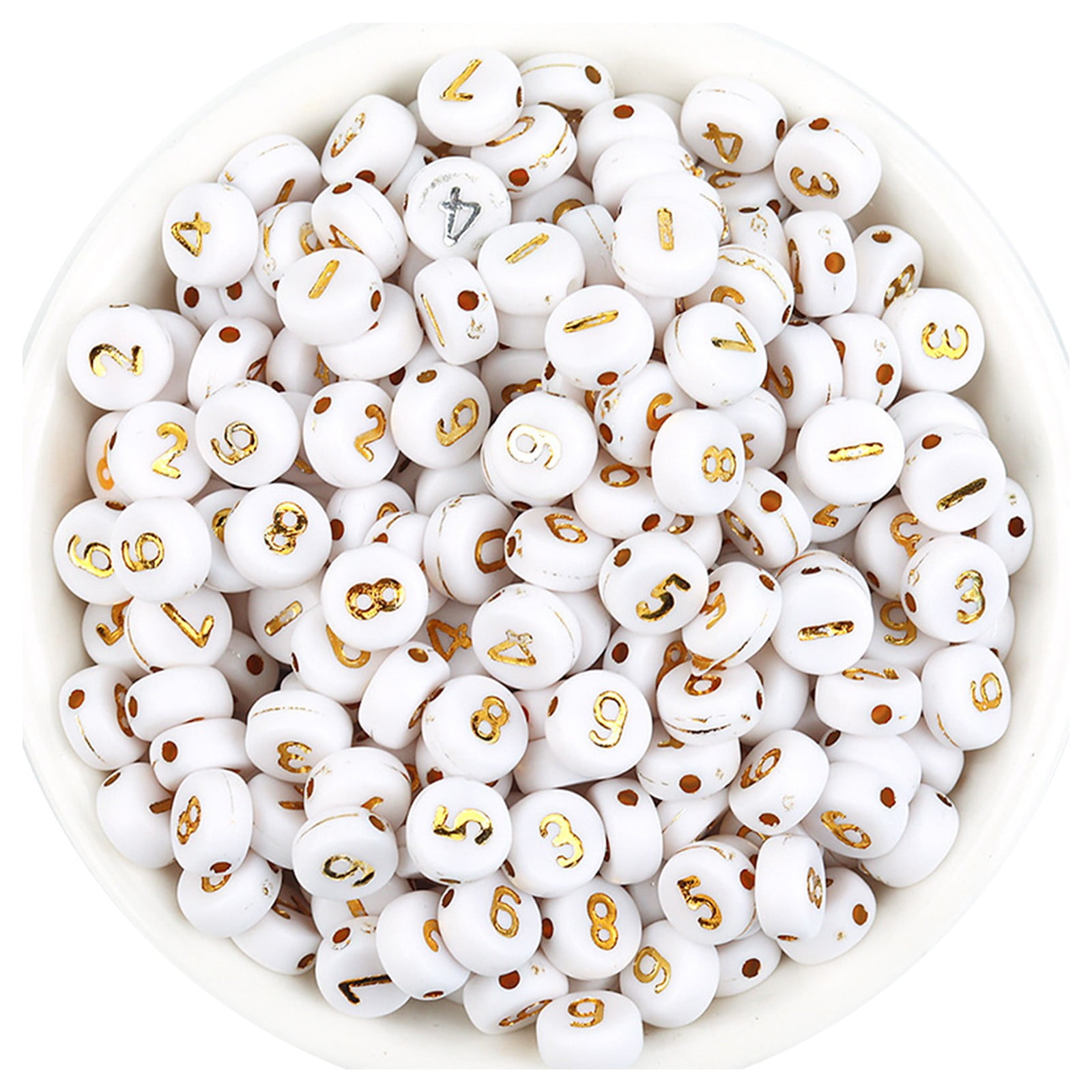 ZTTD 100Pcs/Pack Acrylic Number Loose Beads Flat Round Beads DIY Hand ...