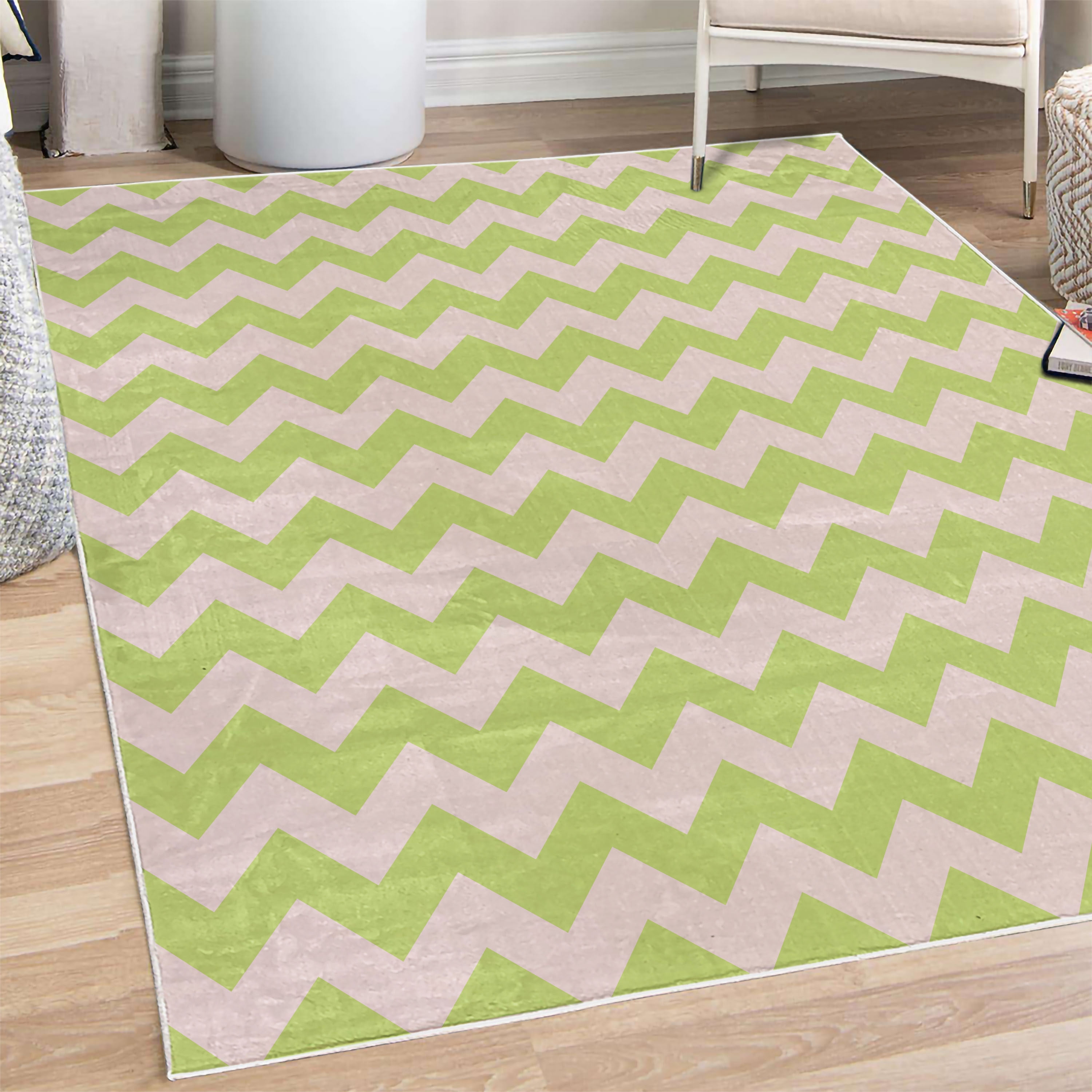 Chevron Decorative Rug, Abstract Geometric Horizontal Repeated Zigzag ...