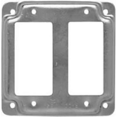 GFI Receptacle Box Cover, Double, Flat Corner Square, Exposed, Steel, 4 ...