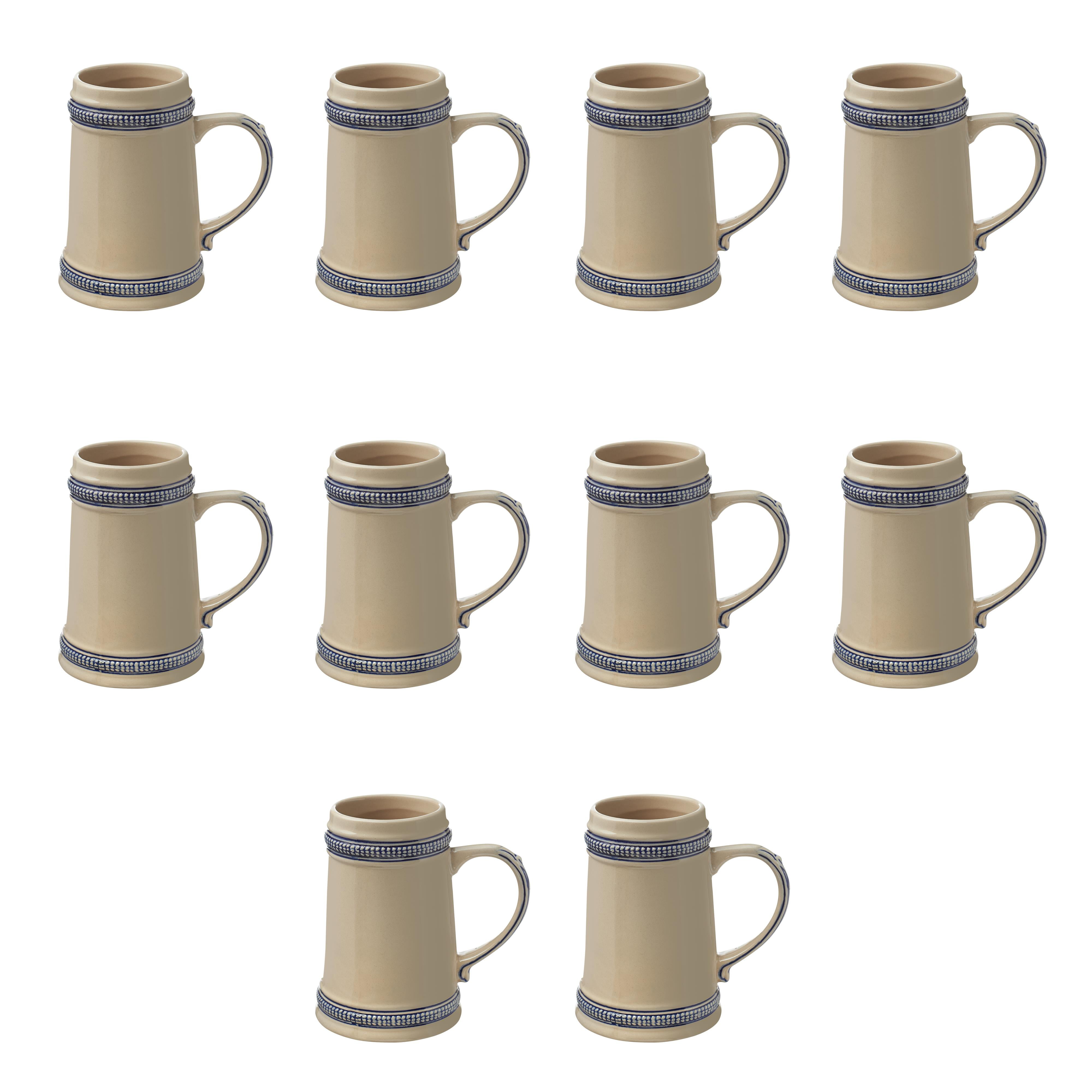 Stoneware Beer Stein Mugs 18.5 oz. Set of 10, Bulk Pack - Great for ...