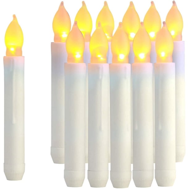 Juego de 12 velas cónicas LED, velas de mesa sin llama, con pilas ...