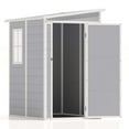 Patiowell 5x4 FT Resin Outdoor Shed with Window, Door-Lock, Floor, Suitable for Furniture, Tools ...