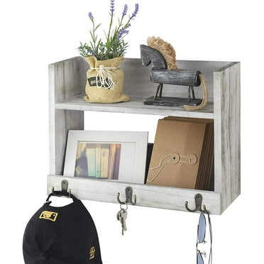 Wall Mount Mail & Key Holder Organizer with 6 Key Hooks, 1 Compartment ...