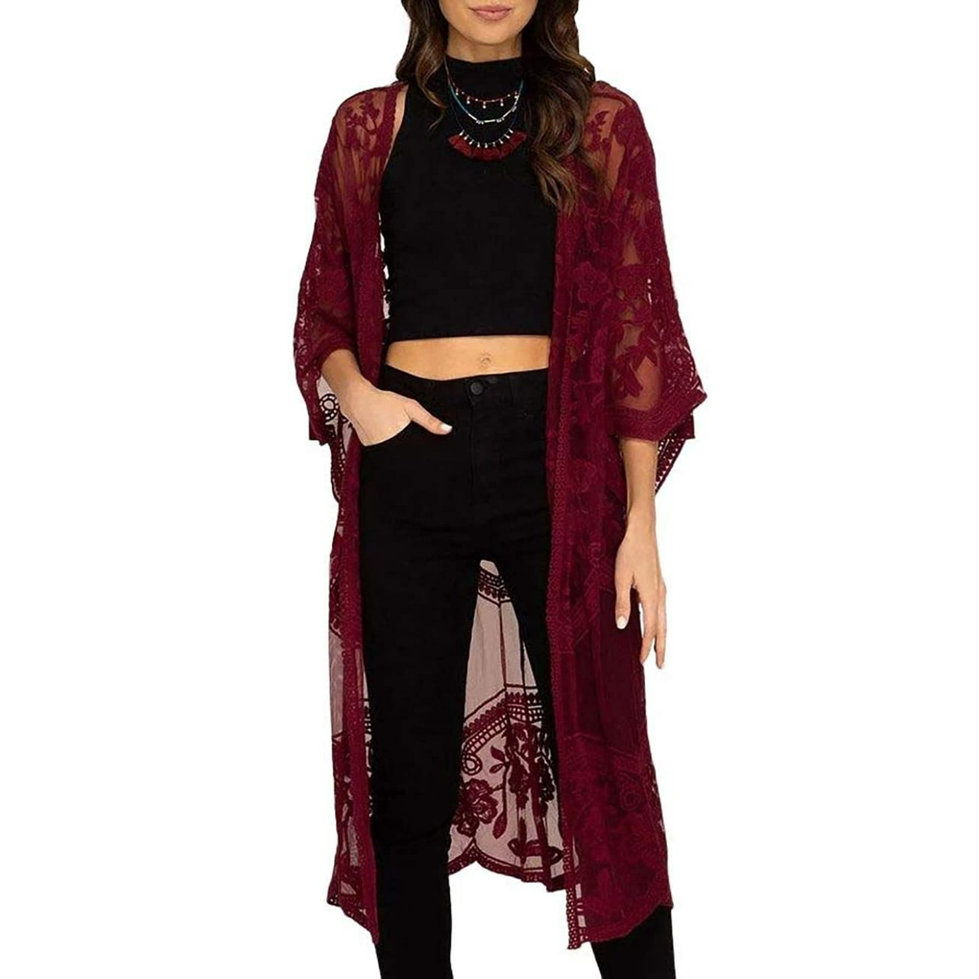 Click here for Bsubseach Women Swimsuit Cover Up Mesh Lace Kimono... prices