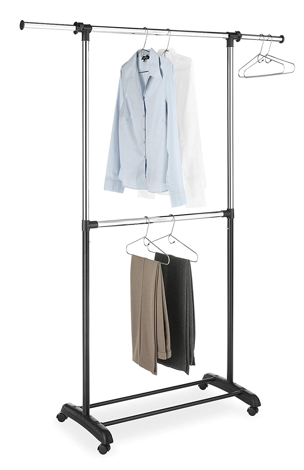 Ktaxon Adjustable Rolling Clothes Rack Single Rail Hanging Garment Bar ...