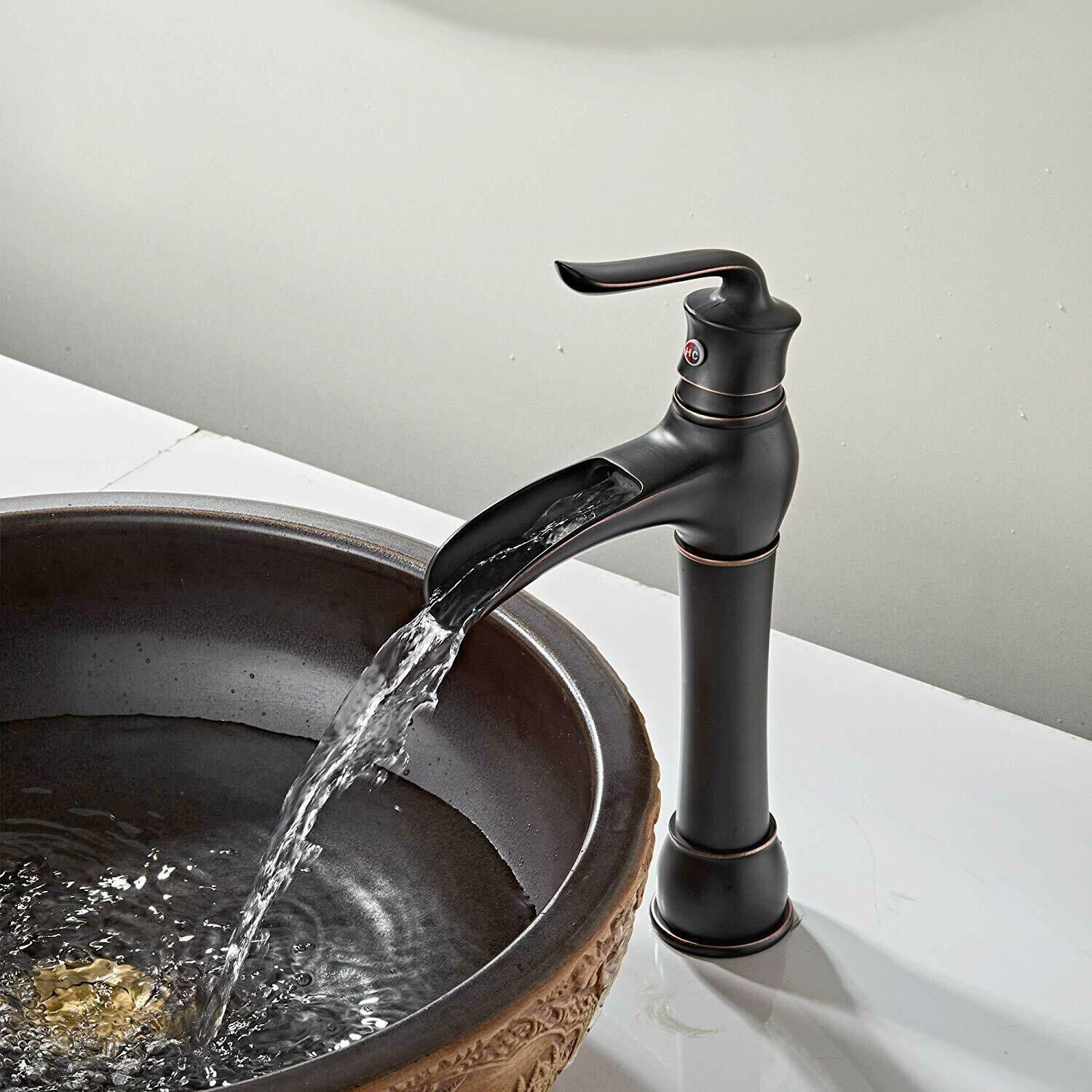 Zovajonia Tall Bathroom Faucet Waterfall Spout Basin Single Lever ...