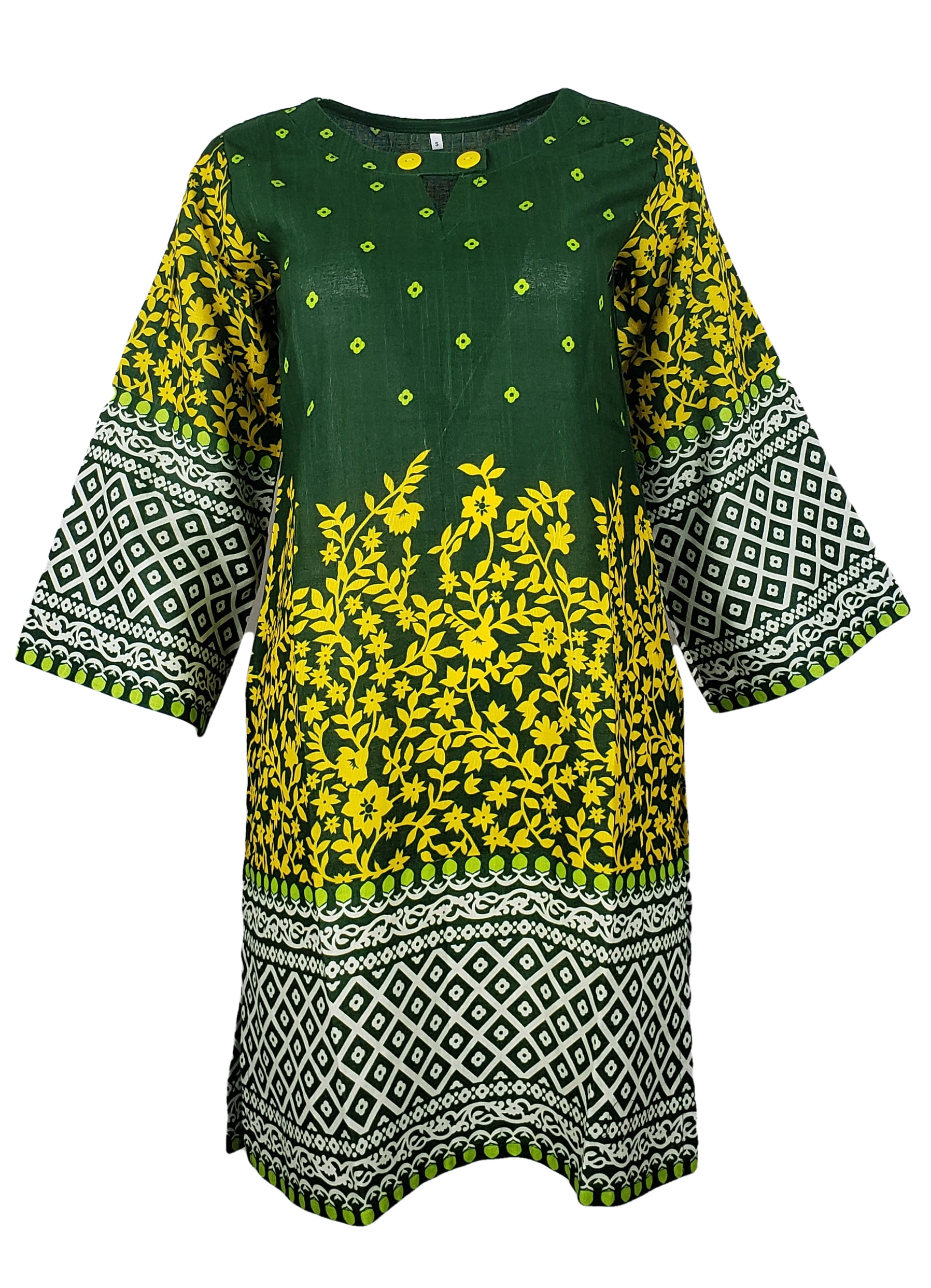 IshDeena Printed Pakistani Khadi Kurtis for Women Ready to Wear Tunic ...