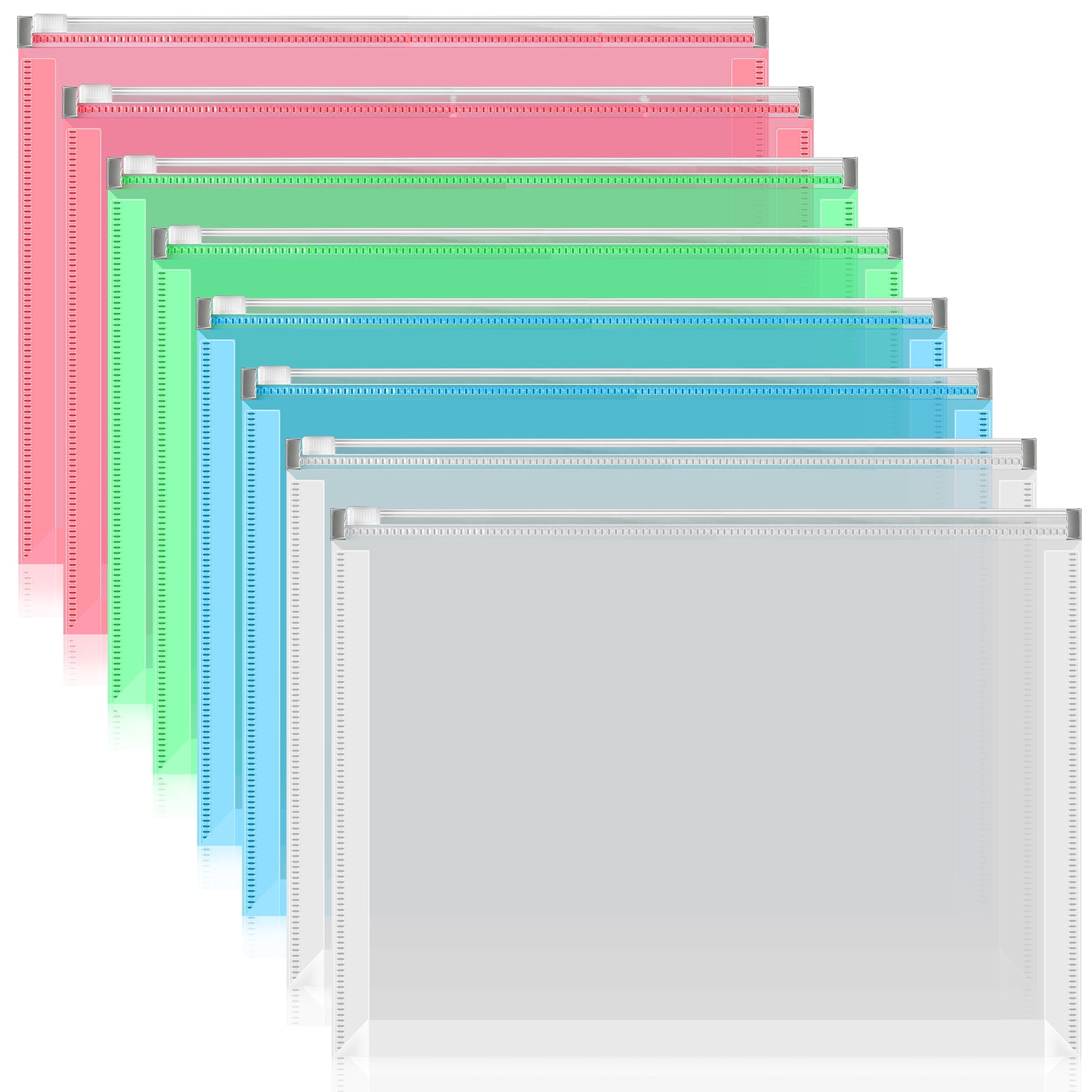 Toplive A4 Plastic Zipper Pouch,8 Pack A4 Expanding Waterproof Zipper ...