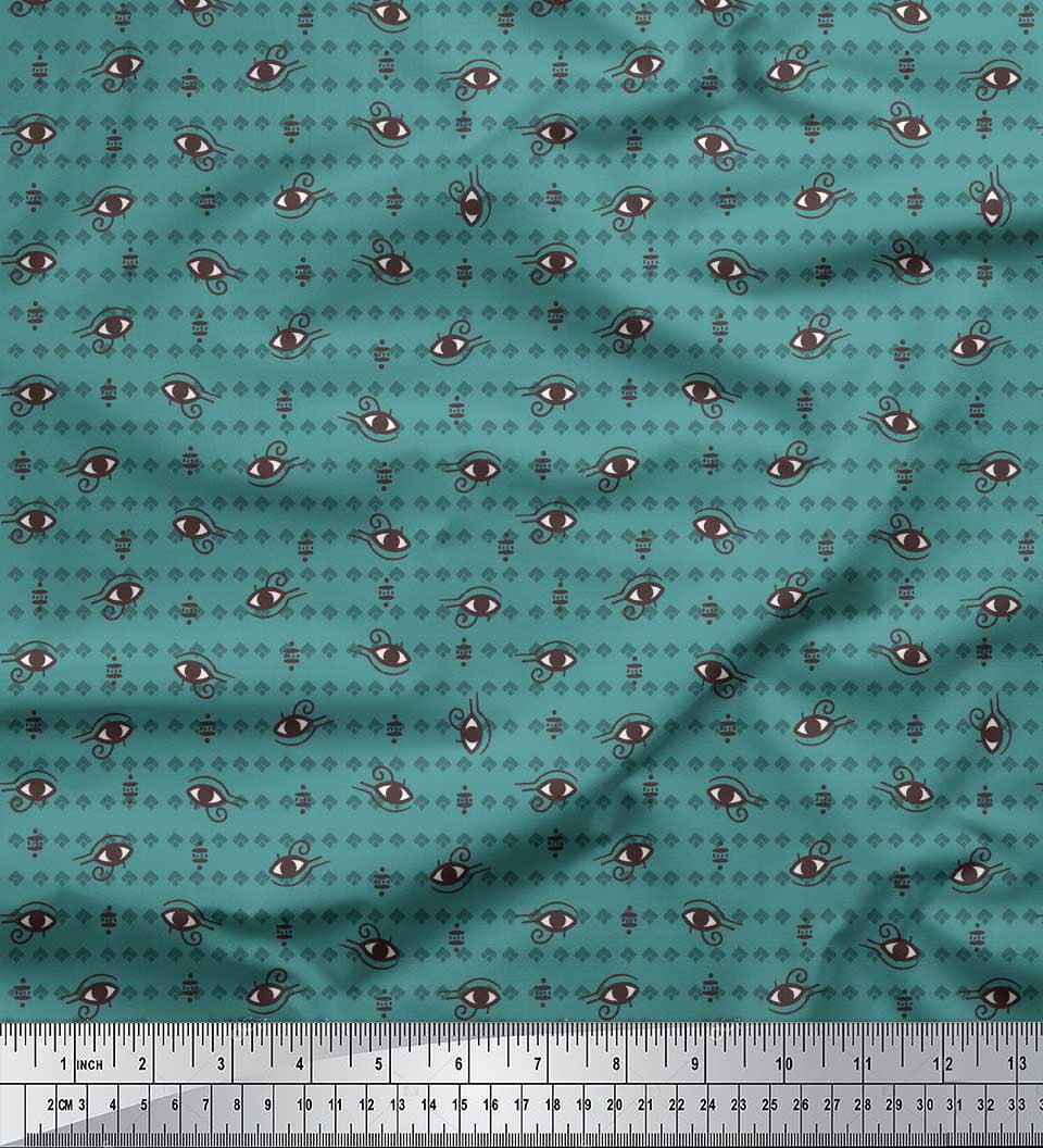 Soimoi Poly Georgette Fabric Eyes Face Print Fabric by the Yard 52 Inch ...