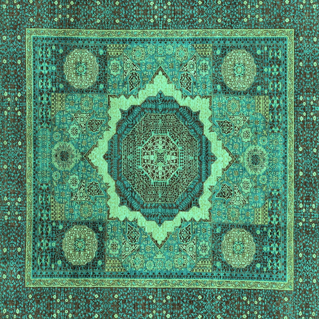 Ahgly Company Indoor Square Abstract Turquoise Blue Modern Area Rugs, 5 ...
