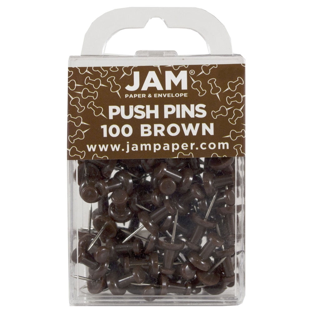 JAM PAPER Colorful Push Pins - Chocolate Brown Pushpins - 100/Pack ...