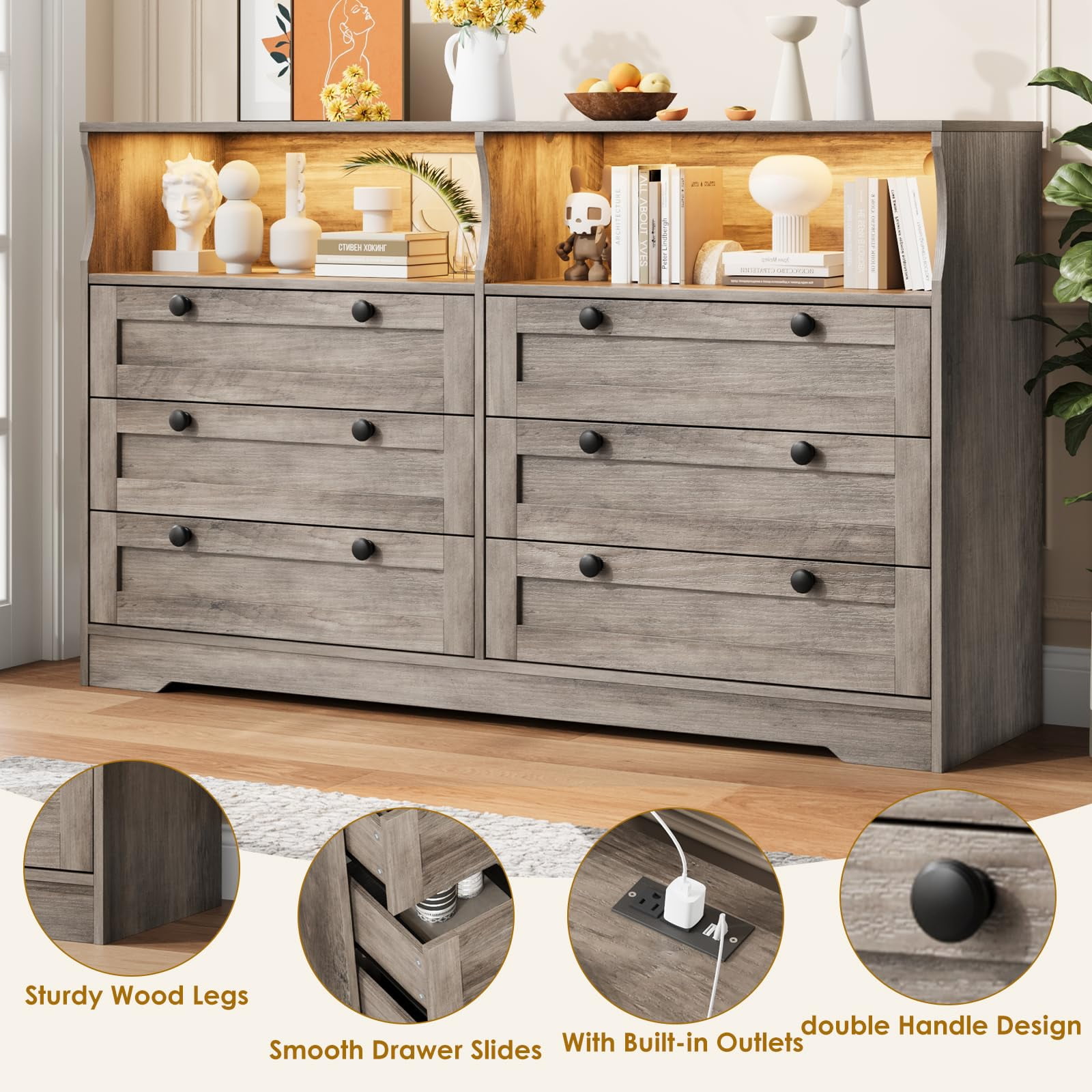Click here for Akdsteel 6 Drawer Dresser With Rgb Led Lights & Po... prices