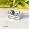 TRIDHA SILVER- Malachite Stacker Ring - 925 Sterling Silver Hammered ...