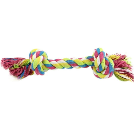 babydream1 Dog Double Multicolor Knot Cotton Bite Rope Braided Bone ...
