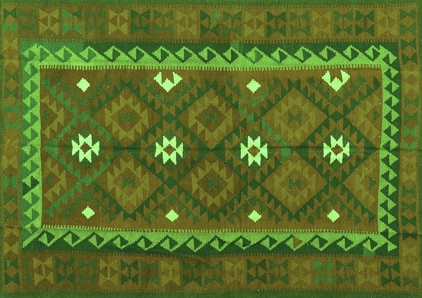 Ahgly Company Indoor Rectangle Oriental Green Traditional Area Rugs, 2 ...
