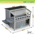 2-Tier Warm Wood Cat Shelter with Sunlight Roof, Outdoor Kitty Cat ...