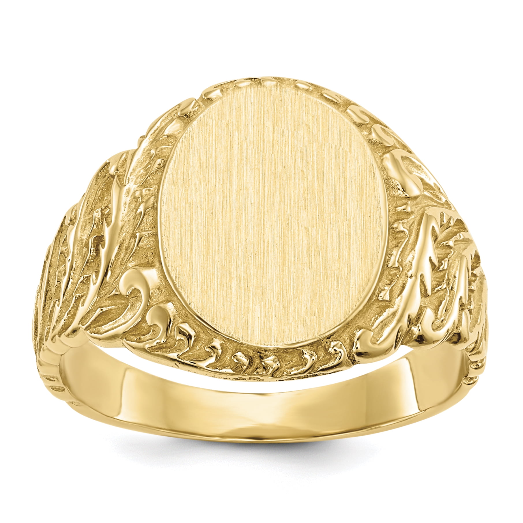 14k Yellow Gold Engravable Men's Signet Ring (13mm x 10mm face ...