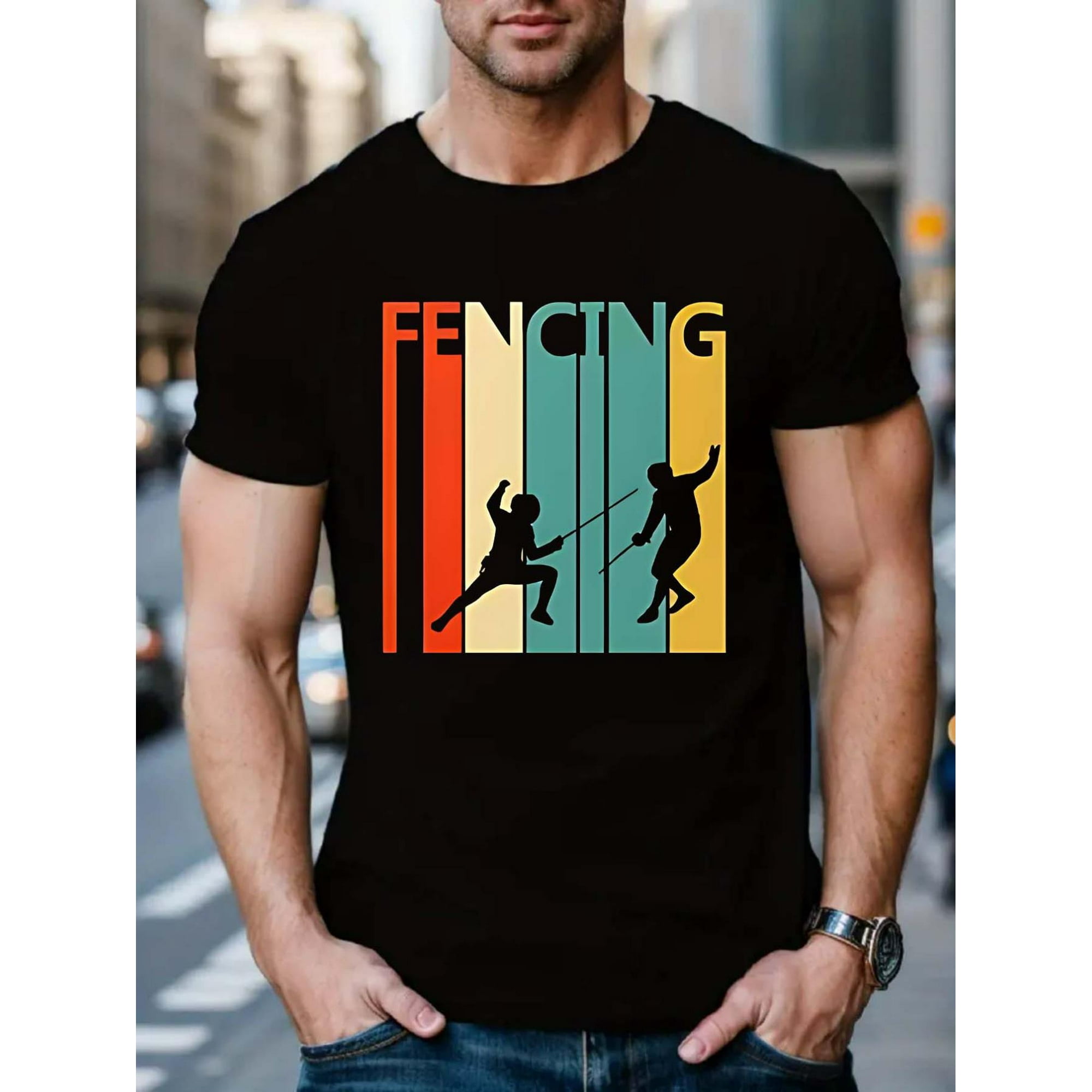 Click here for Generic Fencing Painting Silhouettes Print Short S... prices