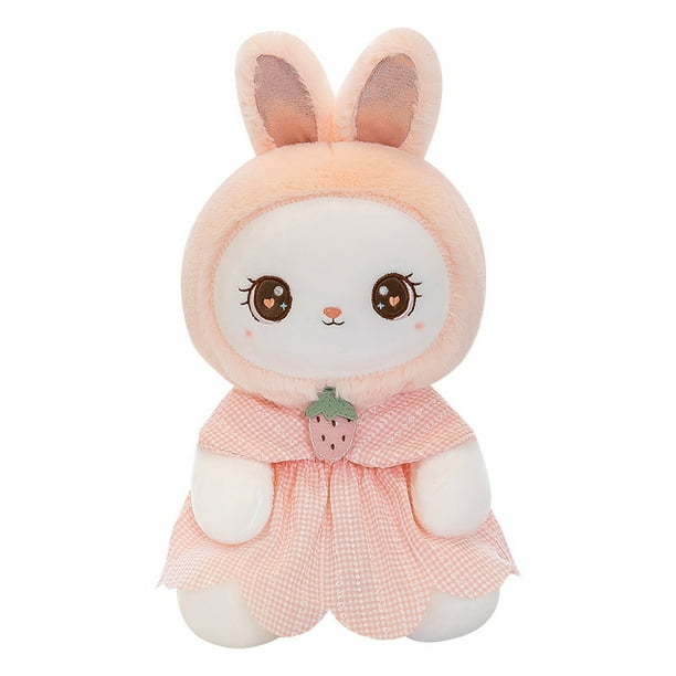 New creative cute strawberry rabbit plush toy girls' bed doll children ...