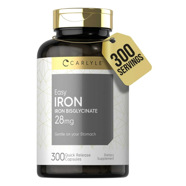 Easy Iron Bisglycinate | 28 mg | 300 Capsules | Gentle Formula | by ...