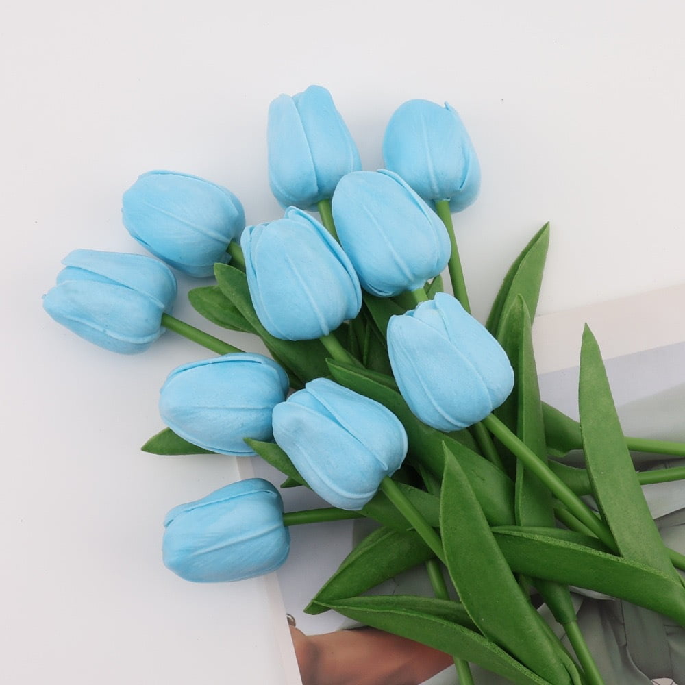Click here for Nvzi Artificial Tulips - 10pcs 13in Blue Fake Tuli... prices