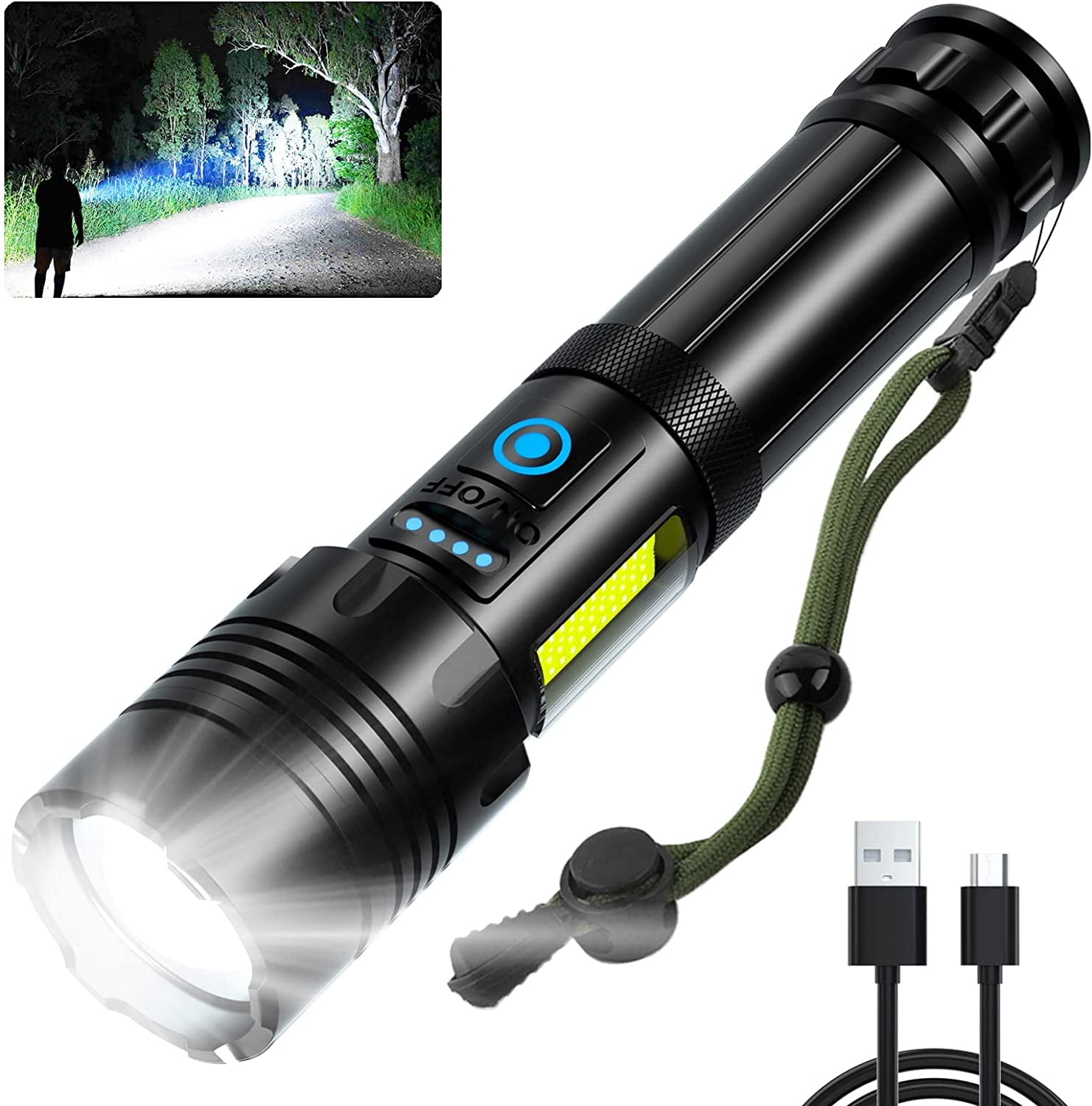 Rechargeable LED Flashlights 120000 Lumen Super Bright Flashlight 7 ...