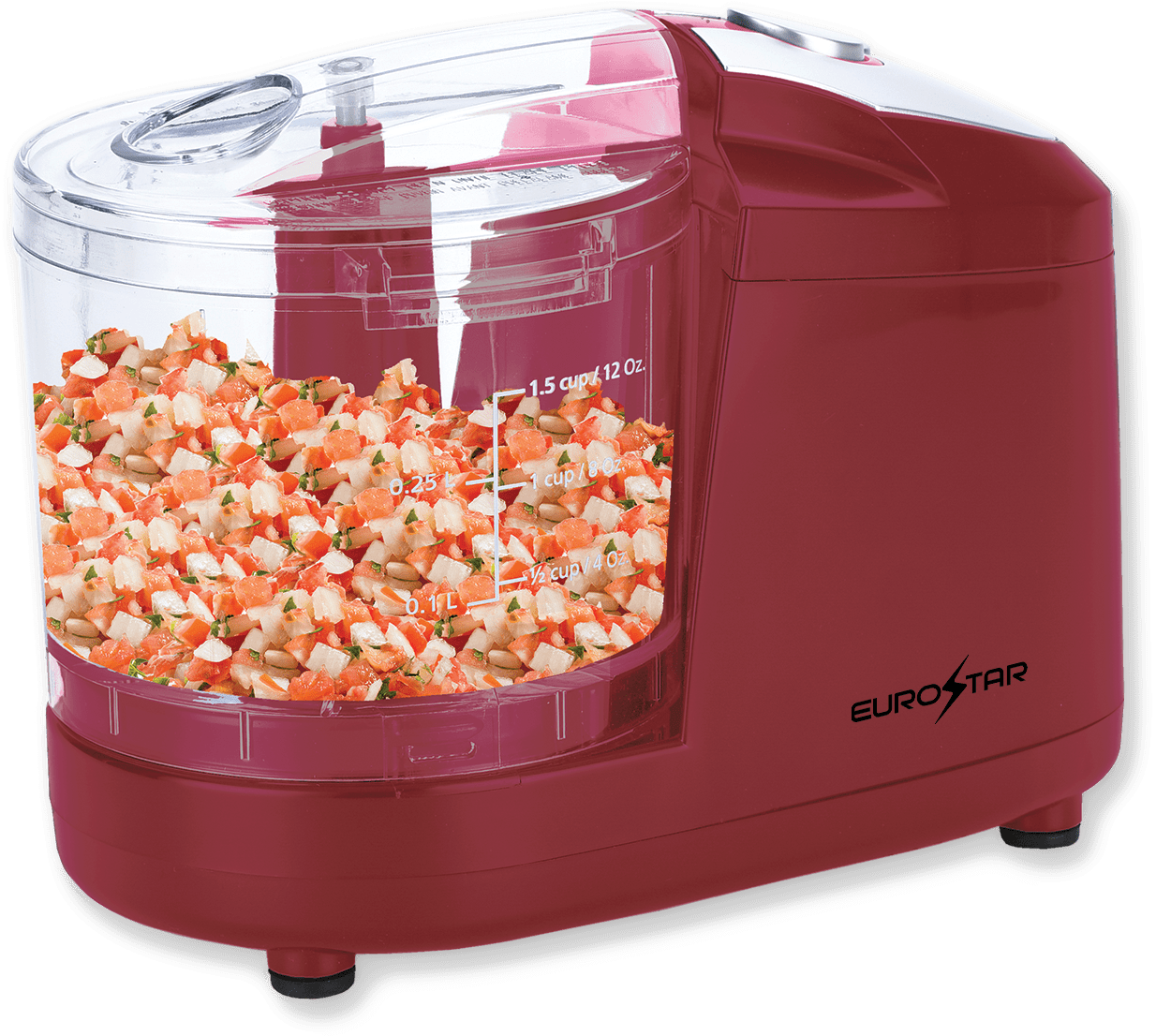 EUROSTAR 1.5 Cup One Touch Electric Mini Food Chopper (Red) - Walmart.com