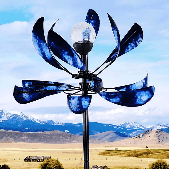 Garden Windmill Solar Lights Metal Yard Decorations Outdoor Summer ...