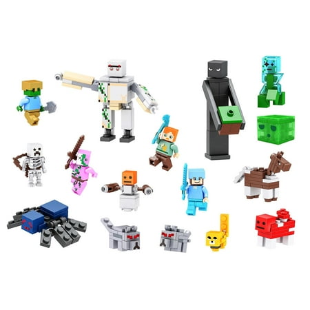 16pcs Minecrafted Blocks Diamond Sword Creeper Figures Zombie Dolls ...