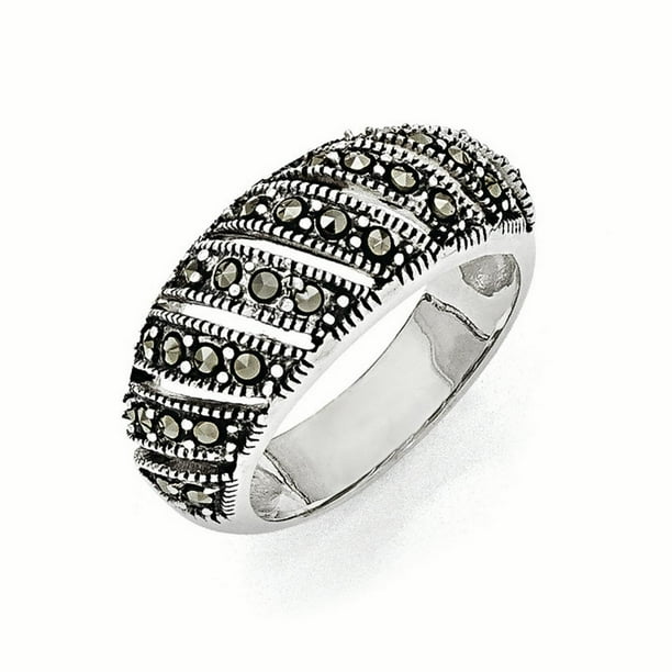 Sterling Silver Marcasite Domed Ring - Walmart.com - Walmart.com